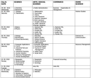 Cluster University Revised Date Sheet for UG 1st Semester 2018